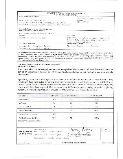 FDA Issues Form 483 to Aurobindo Pharma Ltd. | Aurobindo Pharma Limited ...