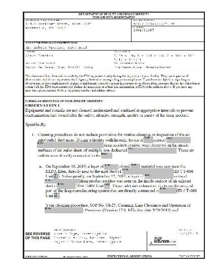 FDA Issues Form 483 to Cipla Limited (Goa-India) | Cipla | Quality ...
