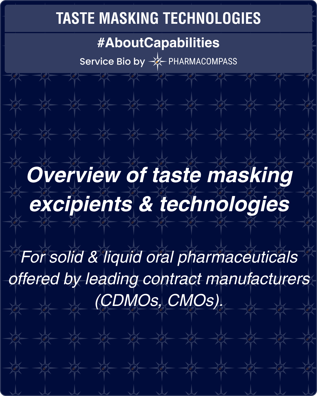 Taste Masking Technology | Taste-Masking Excipients | CDMO