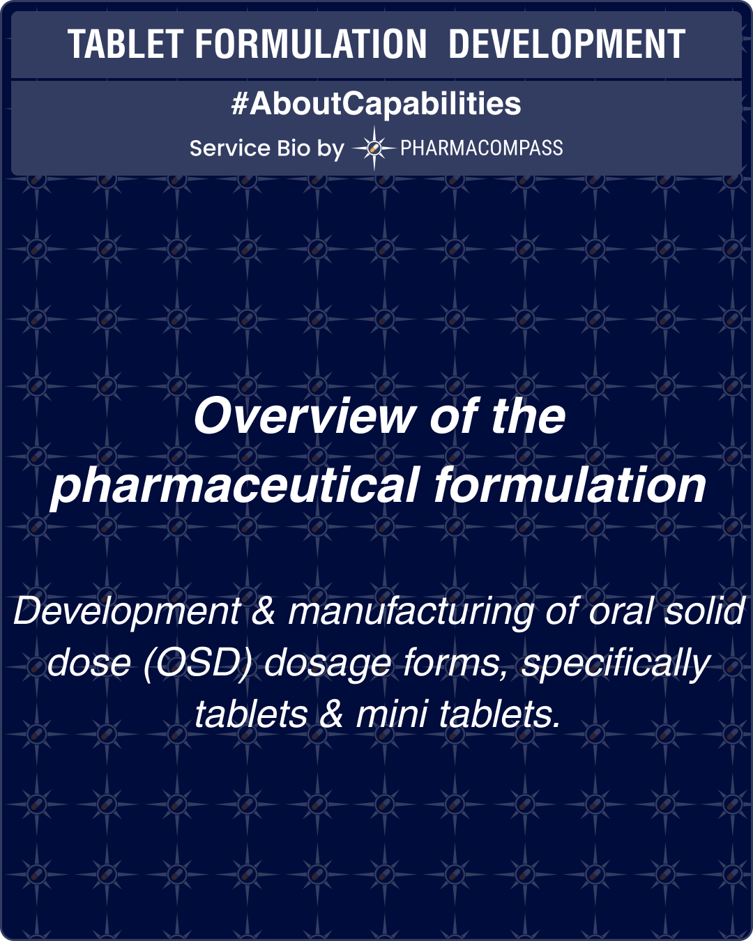 CDMO | CMO | Tablet & mini tablet development & formulation